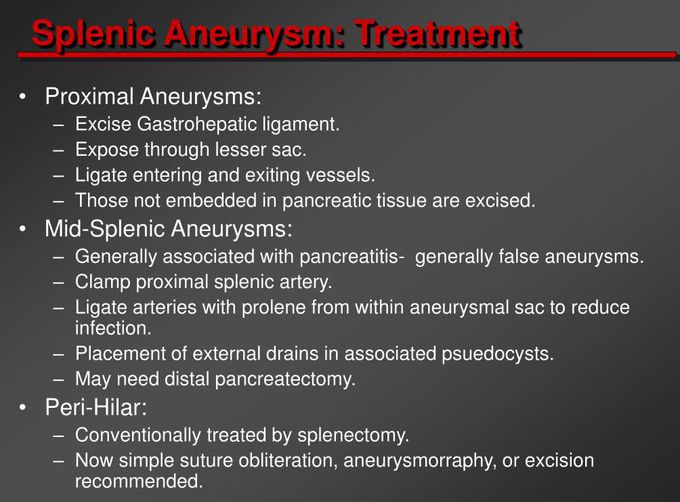 Treatment of splenic artery aneurysm - MEDizzy