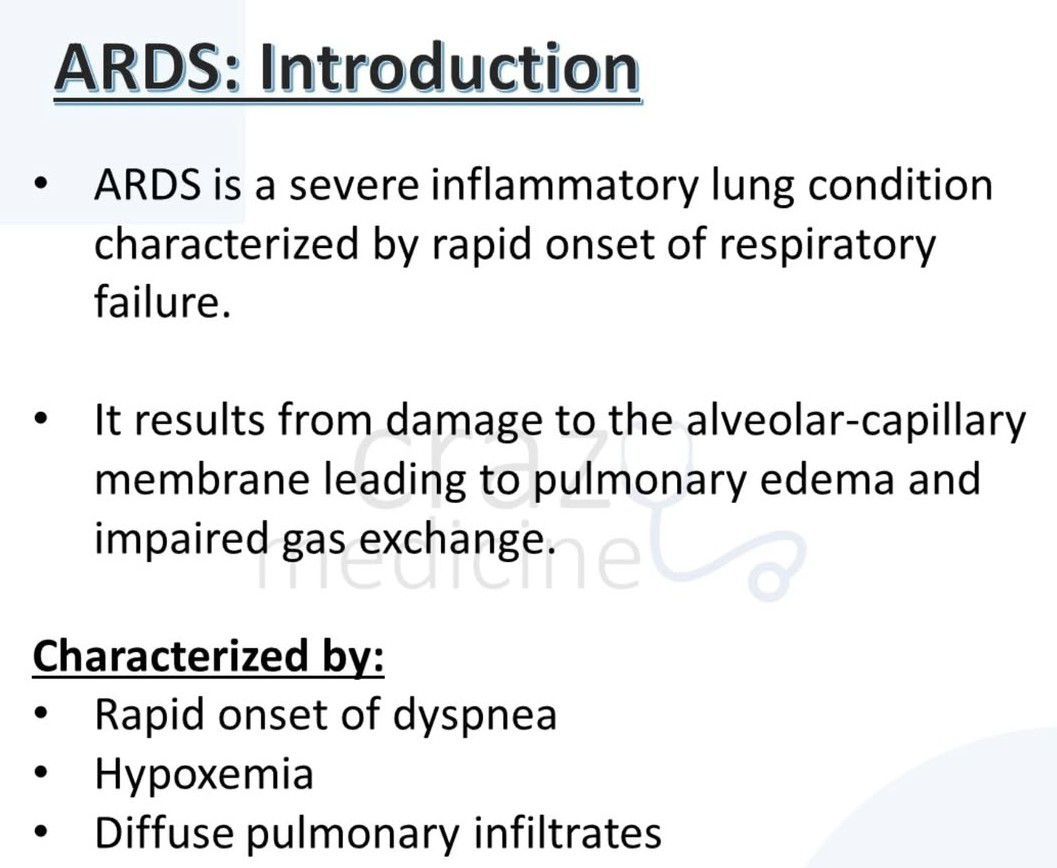 Acute Respiratory Distress Syndrome I - MEDizzy