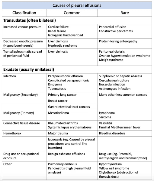 Causes Of Pleural Effusion MEDizzy